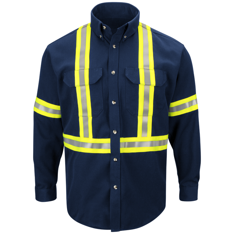 Men's Midweight FR Enhanced Visibility Uniform Shirt with Reflective ...