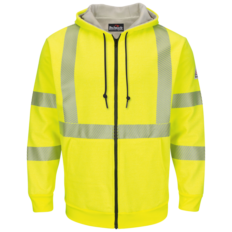 Men's Fleece FR Hi-Visibility Zip-Front Hooded Sweatshirt with Waffle ...